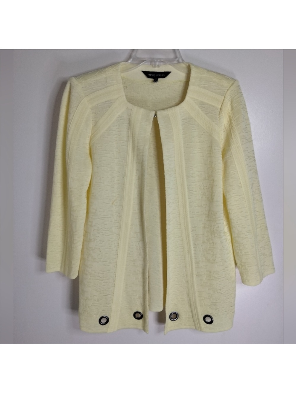 Ming Wang | Jackets & Coats | Ming Wang Yellow Openfront Textured Swing ...